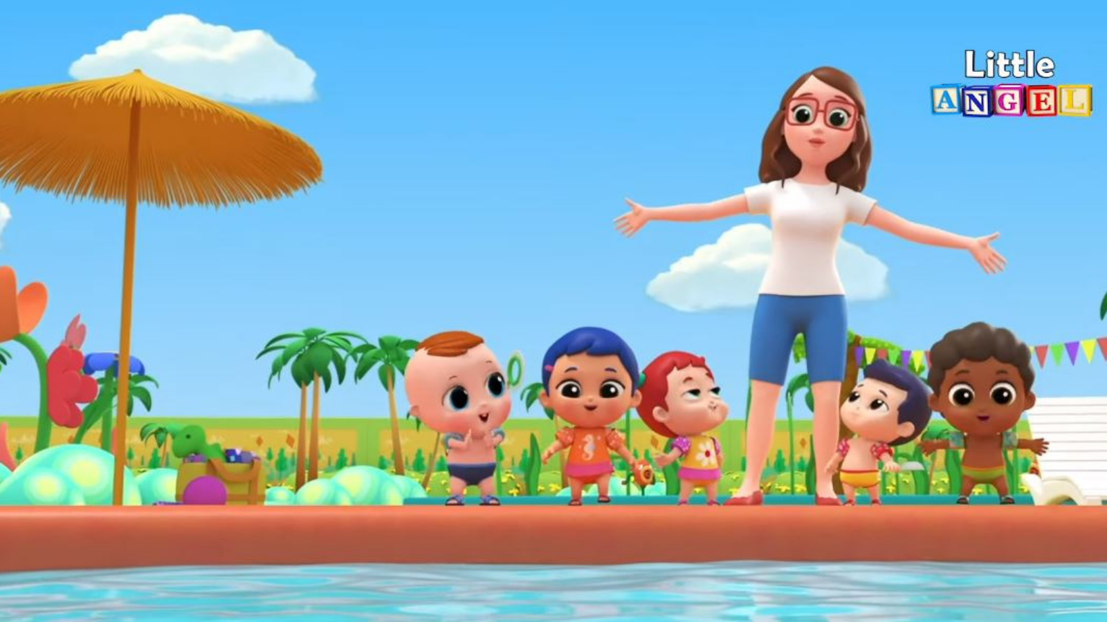 Little Angel Nursery Rhymes: 5 Little Babies Playing At The Waterpark