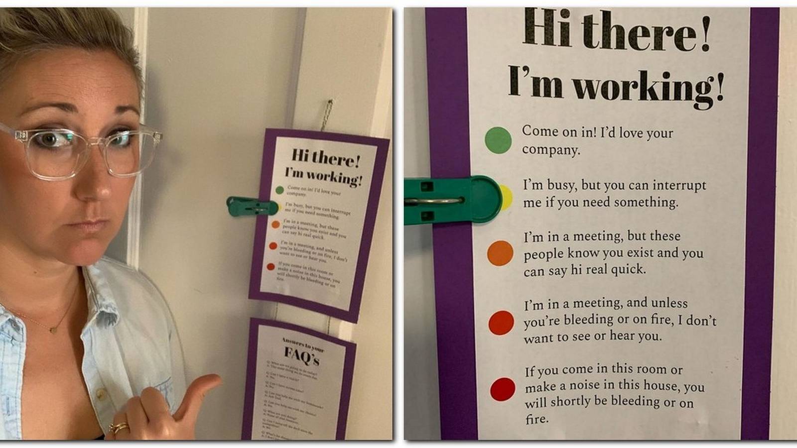 Mom's Door Sign Hack For Working From Home With Kids Has Gone Viral