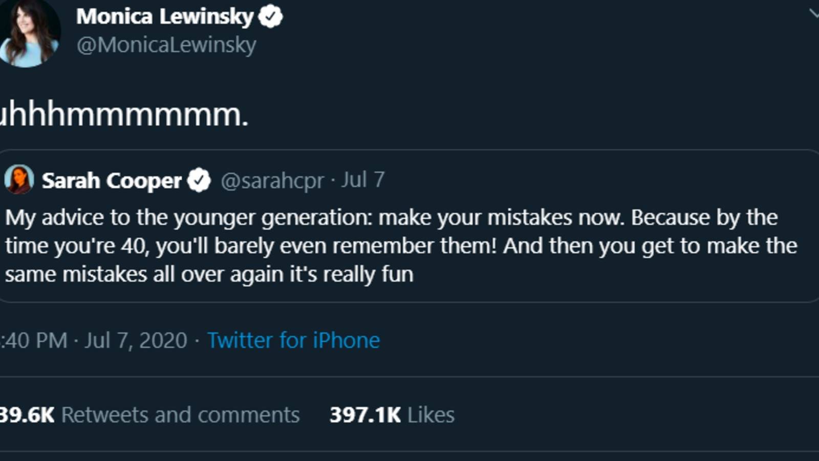 Monica Lewinsky Twitter Response To Advice Says It All